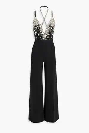 Zuhair Murad Embellished Crepe Wide-leg Jumpsuit - Black