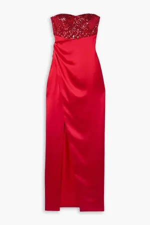 SEMSEM Gathered Sequin-embellished Gown