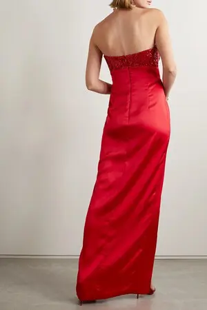 SEMSEM Gathered Sequin-embellished Gown