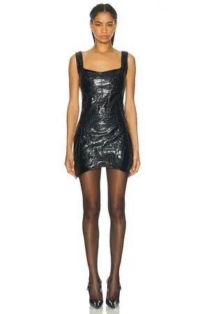 PRISCAVERA Leather Corset Mini Dress