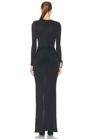 PatBO Metallic Jersey Keyhole Maxi Dress