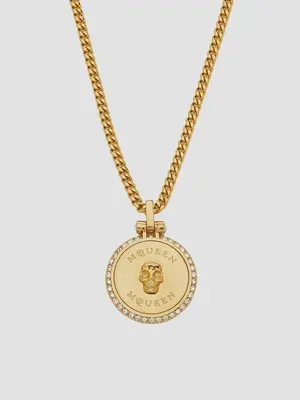 Alexander McQueen Goldtone & Crystal Skull Medallion Necklace