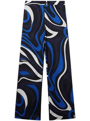 Emilio Pucci Marmo-print Trousers - Blue