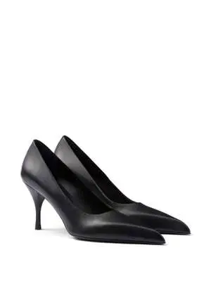 Prada Leather Pointed Toe Pumps - Black