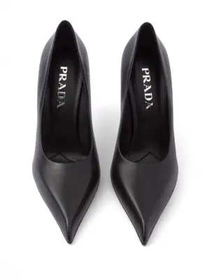 Prada Leather Pointed Toe Pumps - Black