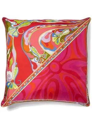 Emilio Pucci Patchwork-print Silk Cushion - Red