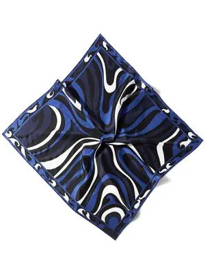 Emilio Pucci Large Marmo-print Silk Scarf - Blue