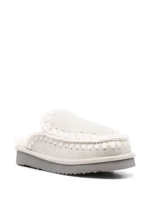 Mou Slip-on Suede Shearling Slippers - Grey