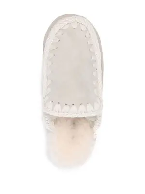 Mou Slip-on Suede Shearling Slippers - Grey