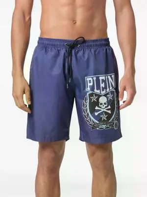 Philipp Plein Skull&bones-print Swim Shorts - Blue
