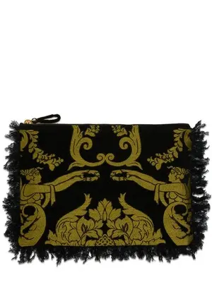 La DoubleJ Cherub-print Clutch - Black