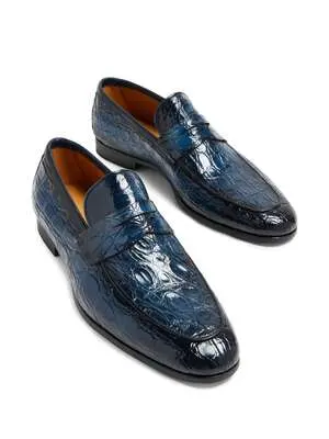 Magnanni Embossed Crocodile Loafers - Blue