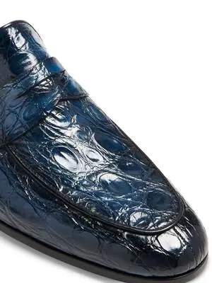 Magnanni Embossed Crocodile Loafers - Blue