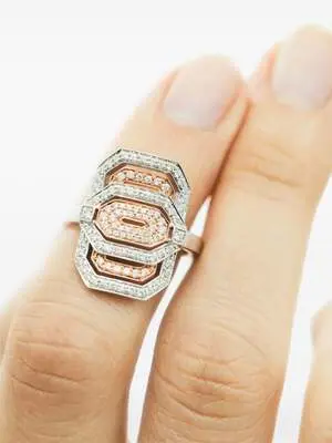 STATEMENT 18kt Rose Gold Diamond Ring - Silver