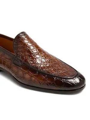 Magnanni Embossed Leather Loafers - Brown
