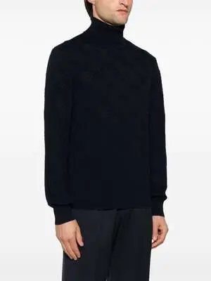 Missoni Chevron Knit Turtleneck Sweater - Blue