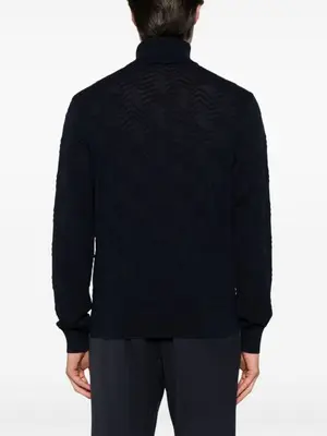 Missoni Chevron Knit Turtleneck Sweater - Blue