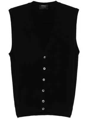 DELL'OGLIO V-neck Cashmere Vest - Black