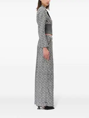 GANNI Jacquard Cropped Blazer - Grey