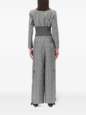 GANNI Jacquard Cropped Blazer - Grey