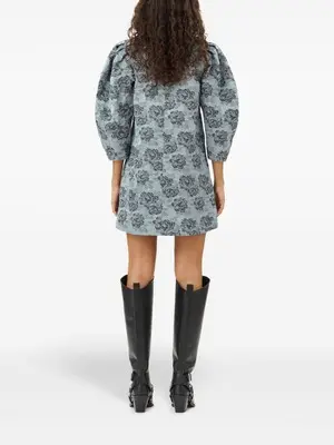 GANNI Patterned Jacquard Mini Dress - Blue