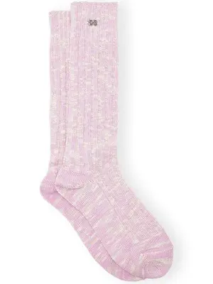 GANNI Ribbed Knit Socks - Pink