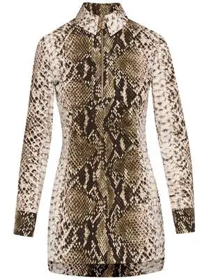 Oscar De La Renta Snake Cotton Poplin Shirt Dress