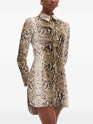 Oscar De La Renta Snake Cotton Poplin Shirt Dress