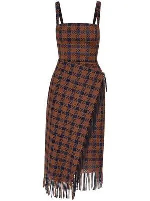 Oscar De La Renta Check Fringe Guipure Skirt
