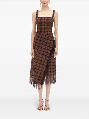 Oscar De La Renta Check Fringe Guipure Skirt