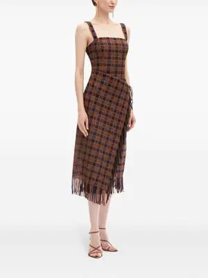 Oscar De La Renta Check Fringe Guipure Skirt