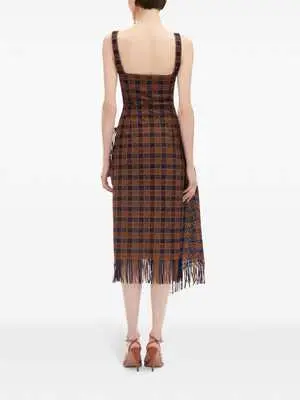 Oscar De La Renta Check Fringe Guipure Skirt