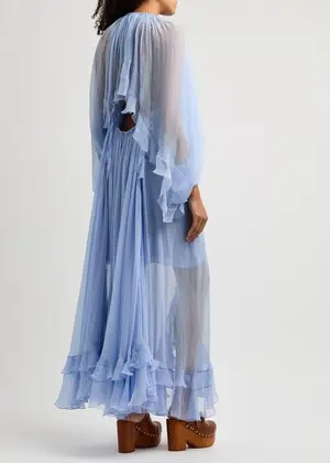 Chloé Ruffled Cape-effect Silk-chiffon Gown