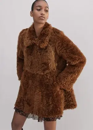 ME+EM Luxe Shearling Swing Coat - Toffee