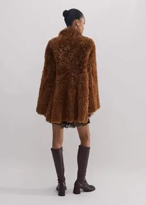 ME+EM Luxe Shearling Swing Coat - Toffee
