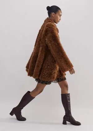 ME+EM Luxe Shearling Swing Coat - Toffee