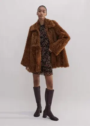 ME+EM Luxe Shearling Swing Coat - Toffee