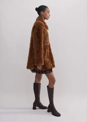 ME+EM Luxe Shearling Swing Coat - Toffee