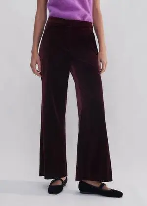 ME+EM Short-length Velvet Trousers - Deep Merlot