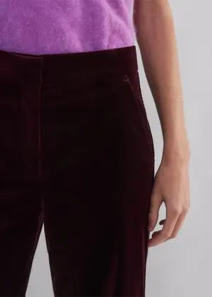 ME+EM Short-length Velvet Trousers - Deep Merlot