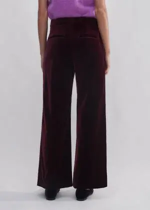 ME+EM Short-length Velvet Trousers - Deep Merlot