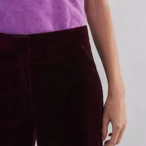 ME+EM Short-length Velvet Trousers - Deep Merlot