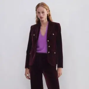 ME+EM Short-length Velvet Trousers - Deep Merlot