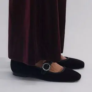 ME+EM Short-length Velvet Trousers - Deep Merlot