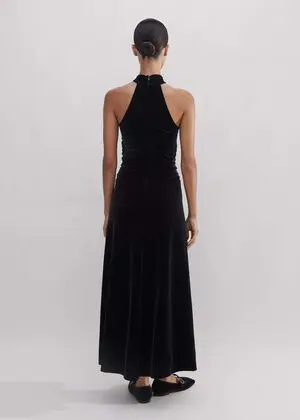 ME+EM Velour Halterneck Maxi Dress