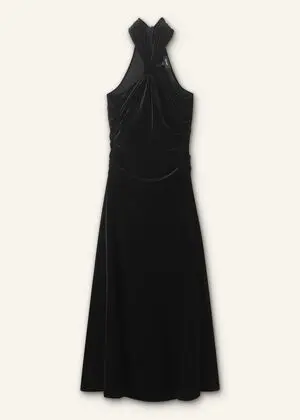 ME+EM Velour Halterneck Maxi Dress