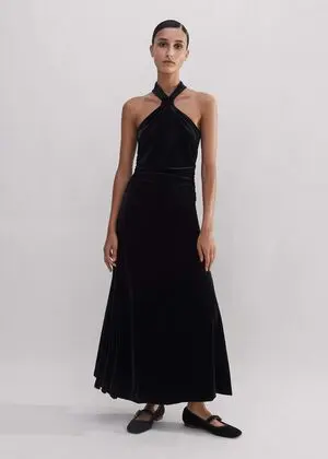 ME+EM Velour Halterneck Maxi Dress