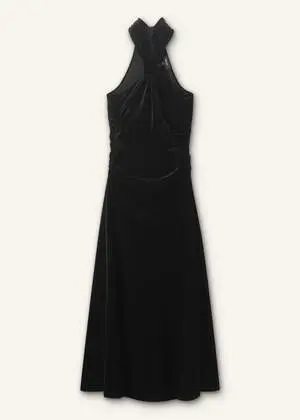 ME+EM Velour Halterneck Maxi Dress