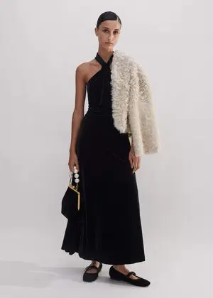 ME+EM Velour Halterneck Maxi Dress
