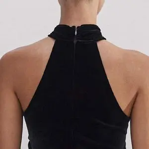 ME+EM Velour Halterneck Maxi Dress
